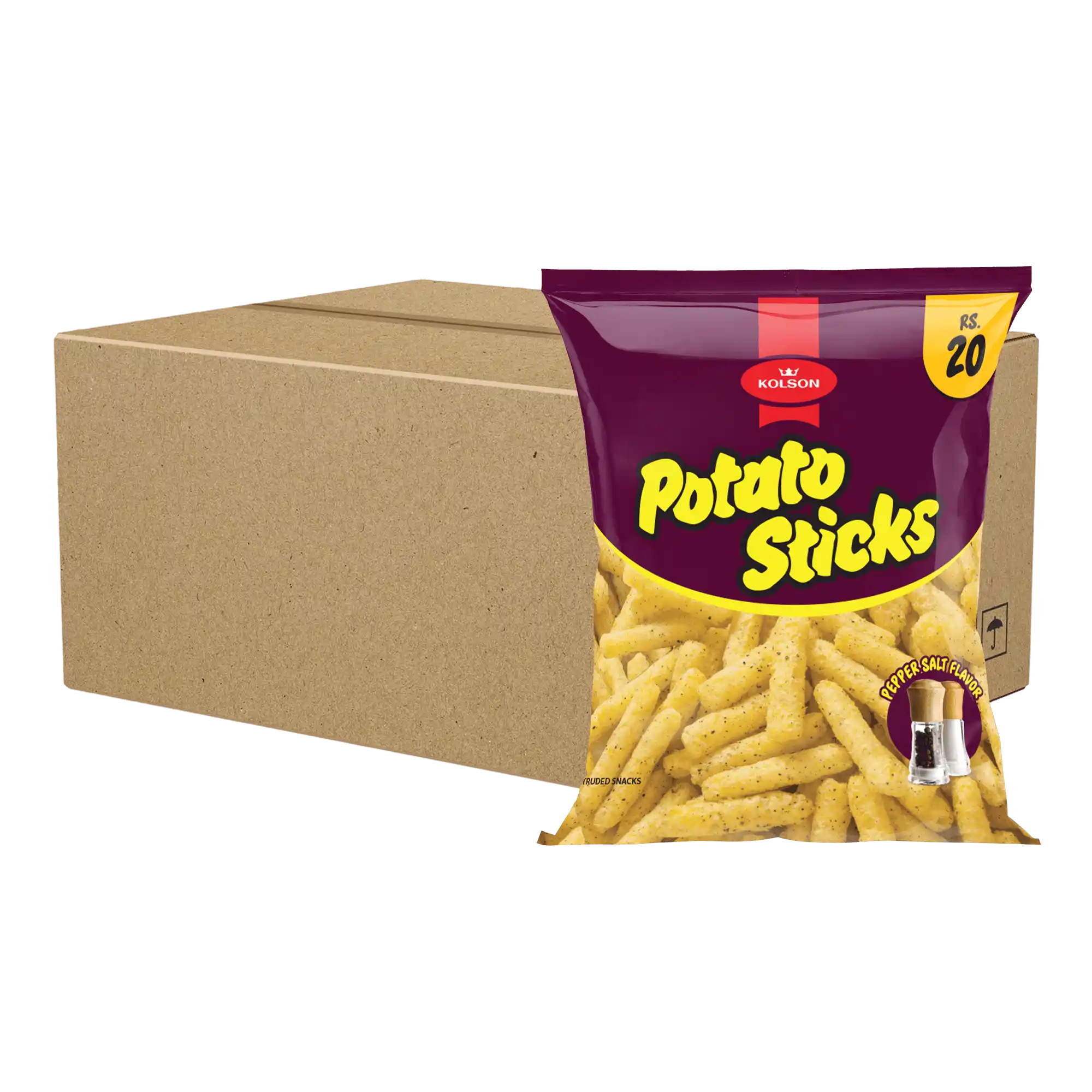 Buy Kolson Potato Sticks Pepper and Salt flavour Rs. 20 Carton (48 ...