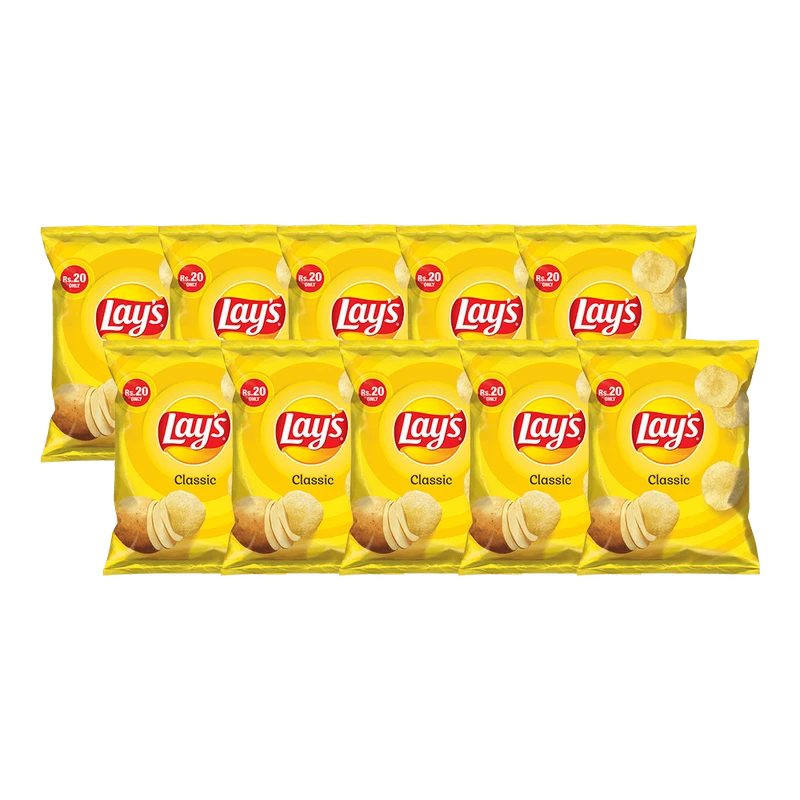 Buy PepsiCo Lays Salted Rs. 20 Poly Pack (10 Packs) Online at Best ...